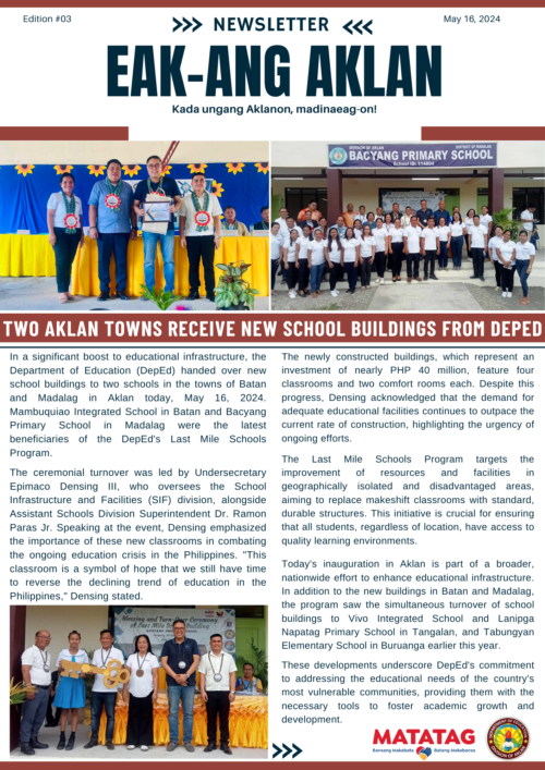 TWO AKLAN TOWNS RECEIVE NEW SCHOOL BUILDING FROM DEPED | DepEd SDO Aklan