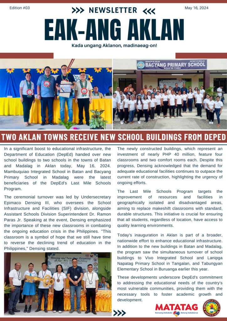TWO AKLAN TOWNS RECEIVE NEW SCHOOL BUILDING FROM DEPED | DepEd SDO Aklan